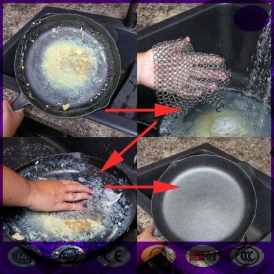 China cast iron wire mesh pan scrubber pan cleaner for sale