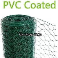 China PVC Vinyl Coated Chicken Wire Mesh , hexagonal wire netting 25MM Green Color for sale