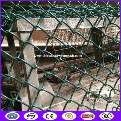 China PVC Coated 80x80 opening chain link fence post spacing for architecture in Green color for sale