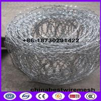 China 500mm coil diameter flat panel razor wire for wall top installation for sale