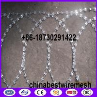 China 500mm coil diameter flat panel razor wire for wall top installation for sale