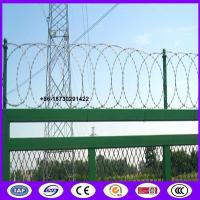 China Hot Dip Galvanized BTO 10 Flat wrap Razor Wire On fence top for sale