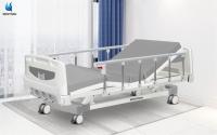 China Hospital Room Manual Patient Bed 6 Position Aluminum Alloy Side Rails Mattress IV Pole 2150x950x460-720mm for sale