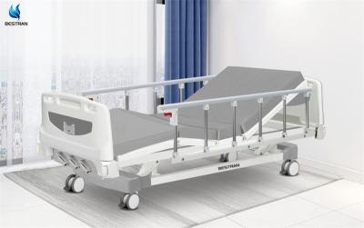 China Hospital Room Manual Patient Bed 6 Position Aluminum Alloy Side Rails Mattress IV Pole 2150x950x460-720mm for sale