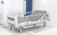 China Stainless Steel Cranks Manual Hospital Bed 3 Function Adjustable Backrest Leg Rest Height 460-720mm for sale