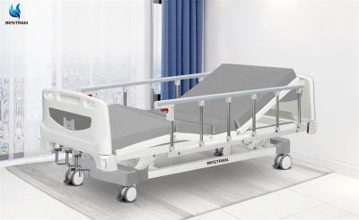 China Stainless Steel Cranks Manual Hospital Bed 3 Function Adjustable Backrest Leg Rest Height 460-720mm for sale