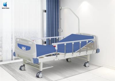China Two Function Manual Hospital Bed with Wheels 2 Cranks Trapeze Bar Shoes Shelf 2150x1000x450-700mm for sale