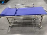 China Manual MRI Stretcher with 0-75° Adjustable Backrest, 220KG Capacity, Non-Magnetic Stainless Steel Hospital Transfer for sale