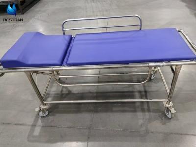 China Manual MRI Stretcher with 0-75° Adjustable Backrest, 220KG Capacity, Non-Magnetic Stainless Steel Hospital Transfer for sale