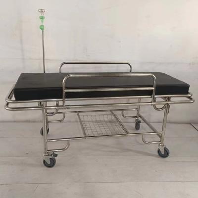 China Stainless Steel Emergency Transfer Stretcher with IV Pole and 100mm Castors - 250KG Capacity for sale
