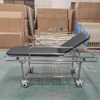 China Adjustable Hospital Patient Transfer Stretcher 1950×610×750mm with Lockable Wheels and IV Pole, 250kg Capacity for sale