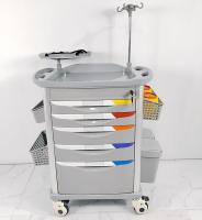 China Plastic 4-Wheel Resuscitation Trolley 750×475×920mm with CPR Equipment and Oxygen Cylinder Holder for sale