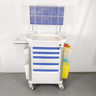 China Mobile ABS Anesthetic Trolley Cart 750x475x920mm with 5 Drawers, Dividers & Medical Accessories for Hospital Use for sale