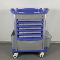 China Double Sides Emergency Medicine Crash Cart 750×475×920mm with 50-Unit ABS Cassette Bins and Centralized Lock for sale