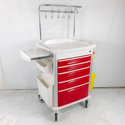 China 5-Drawer Medical IV Trolley 750x475x920mm with Infusion Hooks and Central Lock for Hospital Use for sale