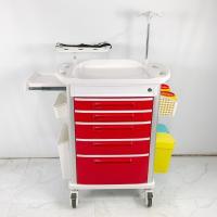 China Hospital Medication Cart with Side Hooks & Waste Disposal - 750×475×920mm Dimensions, Multiple Drawers for sale