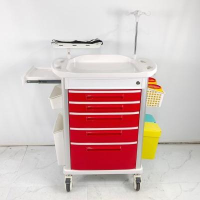 China Hospital Medication Cart with Side Hooks & Waste Disposal - 750×475×920mm Dimensions, Multiple Drawers for sale