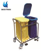 China Stainless Steel Medical Linen Hamper 80×59×89cm with Waterproof Washable Bags and Foot Pedal Control for sale