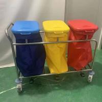 China Mobile 3 Bins Medical Waste Trolley Stainless Steel Frame 1180x500x840mm Hospital for sale