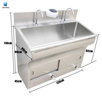 China Foot Operated Hospital Scrub Sink 304 Stainless Steel 800mm Width for Patient Care Clinical Washbasin Sanitation for sale