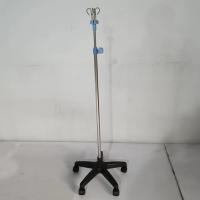 China Adjustable Height Stainless Steel IV Stand 1330-2250mm Plastic Base 5 Castors for sale