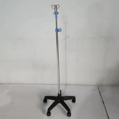 China Adjustable Height Stainless Steel IV Stand 1330-2250mm Plastic Base 5 Castors for sale