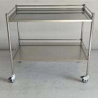 China Stainless Steel Surgical Instrument Trolley 600x400x970mm 2 Layer with 3 Side Rails for sale