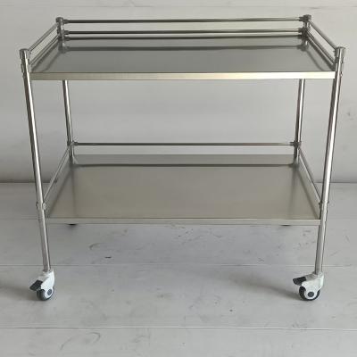 China Stainless Steel Surgical Instrument Trolley 600x400x970mm 2 Layer with 3 Side Rails for sale