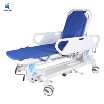 China Adjustable Stretcher Trolley Hospital Gurney 500lb Capacity Locking Wheels IV Pole for sale