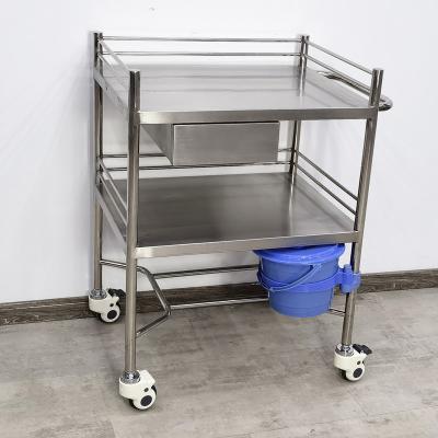 China Stainless Steel Medical Trolley with Drawers Hospital Utility Cart 600x430x790mm for sale