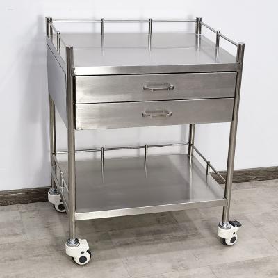 China Heavy Duty Stainless Steel Medical Cart 630x400x800mm with Locking Drawers Clinical Grade Trolley for sale