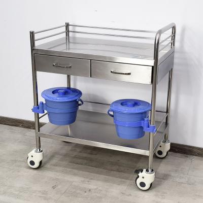 China Surgical Grade Stainless Steel Medical Trolley 730x450mm Mobile Utility Cart with Drawers for sale