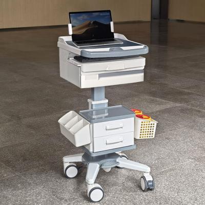 China Height Adjustable Medical Computer Cart With Locking Drawers Mobile Laptop Workstation for sale