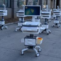 China Medical PC Cart Multiple Drawers Adjustable Height Point of Care Workstation 480x520mm for sale