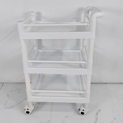 China Modular 3-Shelf Medical Trolley 610x370x845mm ABS Plastic with Safety Rails for sale