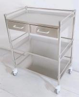 China 3-Tier Stainless Steel Medical Cart 600x400x970mm with 2 Drawers Clinical Trolley for sale