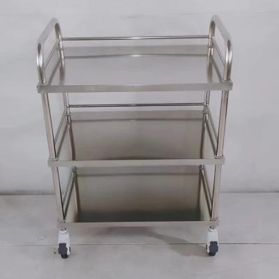 China Stainless Steel 3-Tier Instrument Cart 600x400x900mm with Safety Rails Medical Trolley for sale