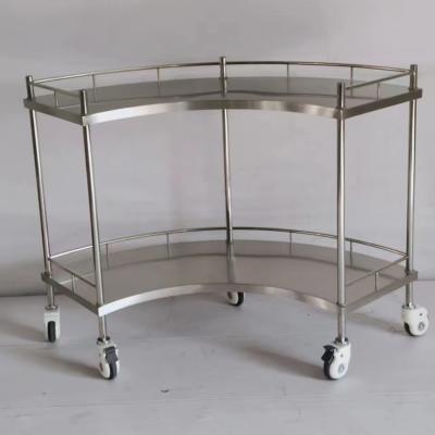 China 2 Tier Stainless Steel Quadrant Surgical Cart OR Instrument Trolley 1320x400x1000mm for sale