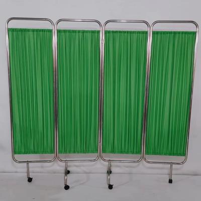 China 4 Panel Stainless Steel Medical Privacy Screen 1800mm Height with Casters Portable Room Divider for sale