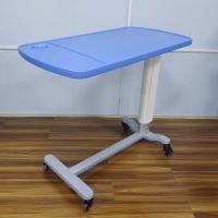 China ABS Panel Medical Overbed Table Gas Spring Lift Mobile Hospital Bed Table for sale