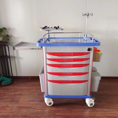China Hospital Emergency Cart With Secure E Lock Defib Tray CPR Board Ample Space for sale