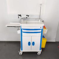 China Medical Emergency Crash Cart 625x475x920mm Hospital Critical Care Trolley with Defibrillator Shelf for sale