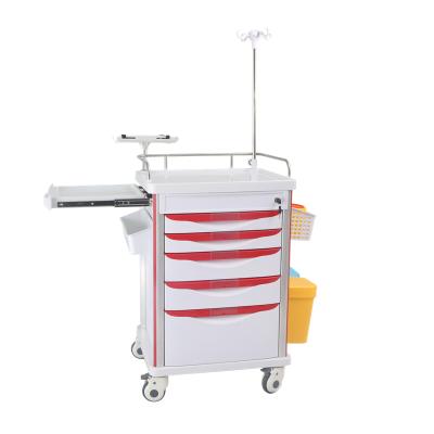 China Medical Emergency Trolley 625x475x920mm ABS Plastic Steel Hospital Clinic Crash Cart for sale