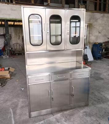 China Stainless Steel Medical Instrument Cabinet 900x500x1800mm Lockable Glass Doors Drawers for sale