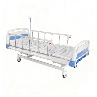 China 3-Crank Manual Hospital Bed 2150x950mm with Adjustable Head Foot Rests 250kg Load Capacity for sale