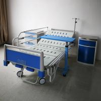 China 2-Function Manual Hospital Bed With Full-Length Iron Side Rails, IV Pole, Bedside Table & Cabinet for sale