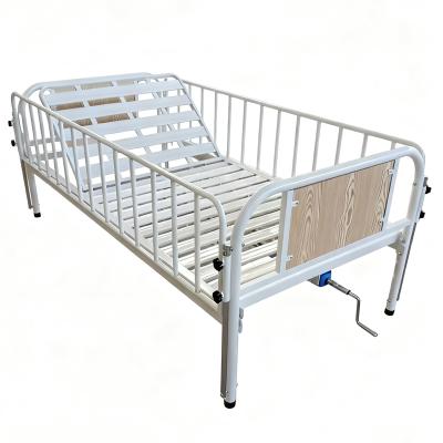 China Single-Crank Manual Hospital Bed 750mm Wide with Full-Length Iron Side Rails 200kg Capacity for sale