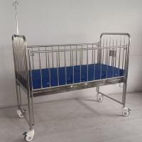 China Stainless Steel Medical Pediatric Bed 1600x800mm with IV Pole Full-Length Guard Rail Hospital Clinic for sale