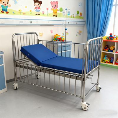 China Stainless Steel Children Hospital Bed 1600x800mm with IV Stand and Safety Rails for sale