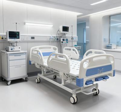 China 3-Function Manual Patient Bed With PP Safety Rails And Central Braking System for sale